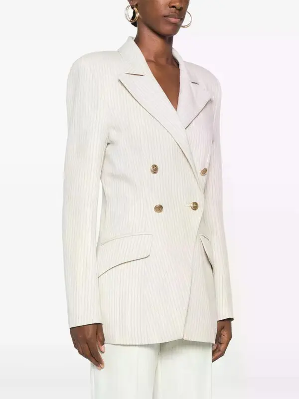 MITILIANE COUTURE Striped Double-breasted Blazer - Neutrals