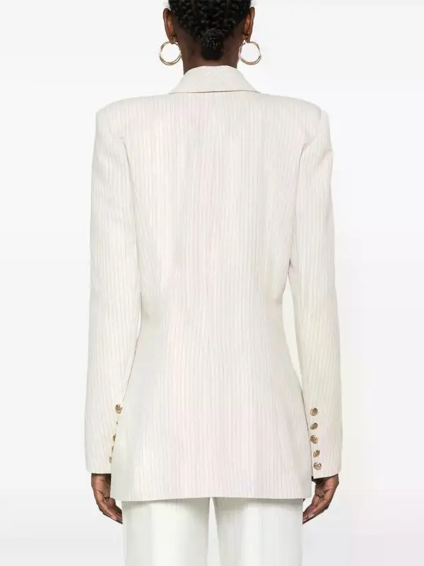 MITILIANE COUTURE Striped Double-breasted Blazer - Neutrals