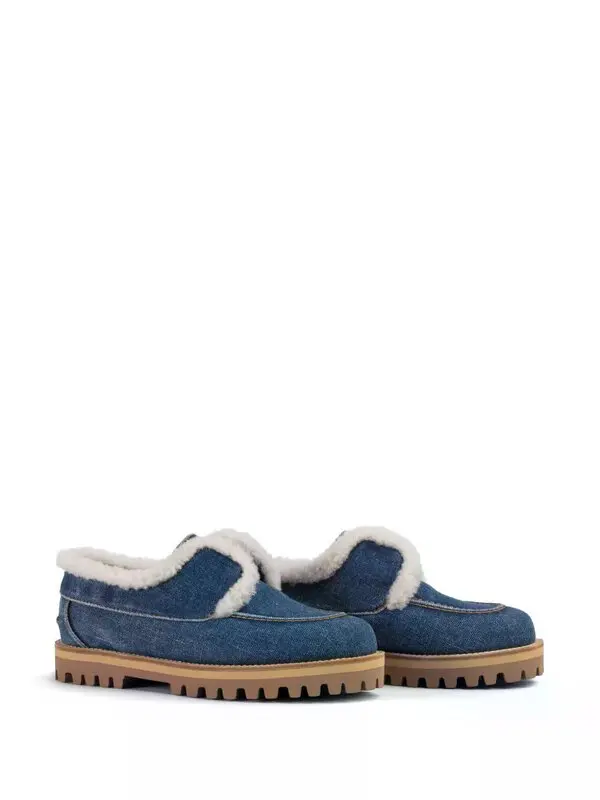 LE SILLA Yacht Shearling-trim Denim Loafers