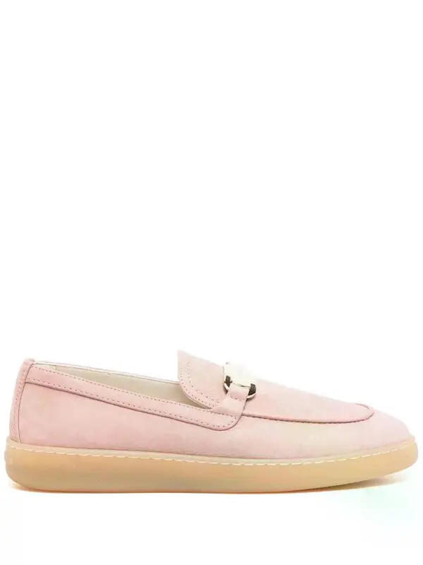 FERRAGAMO Suede Loafers With Gold-tone Hardware