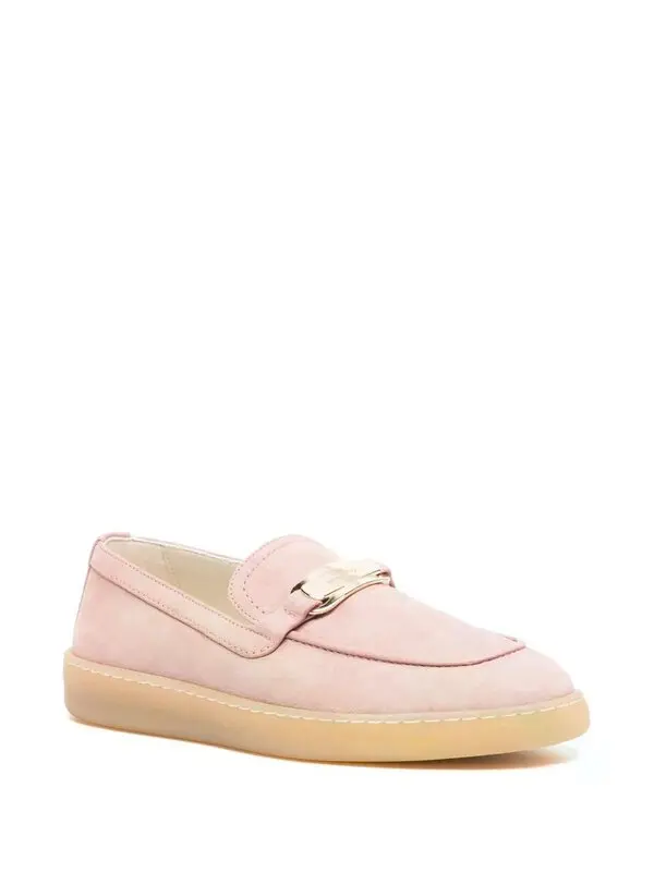 FERRAGAMO Suede Loafers With Gold-tone Hardware