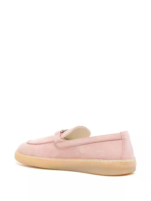 FERRAGAMO Suede Loafers With Gold-tone Hardware