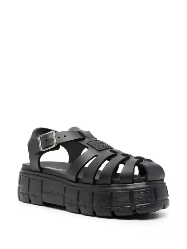 Miu Miu Appliqué-logo Flatform Sandals