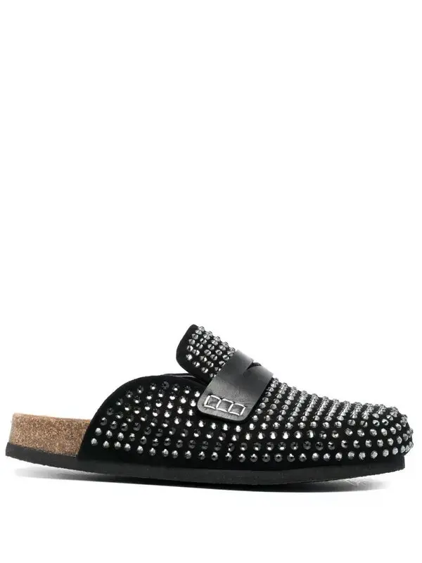 JW Anderson Crystal-embellished Leather Mules - Black