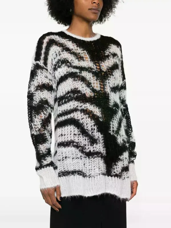 Stella McCartney Tiger-pattern Open-knit Jumper