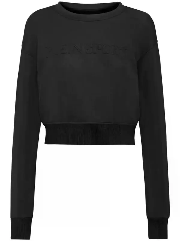 PLEIN SPORT Logo Embroidered Cropped Sweatshirt