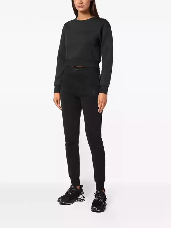 PLEIN SPORT Logo Embroidered Cropped Sweatshirt