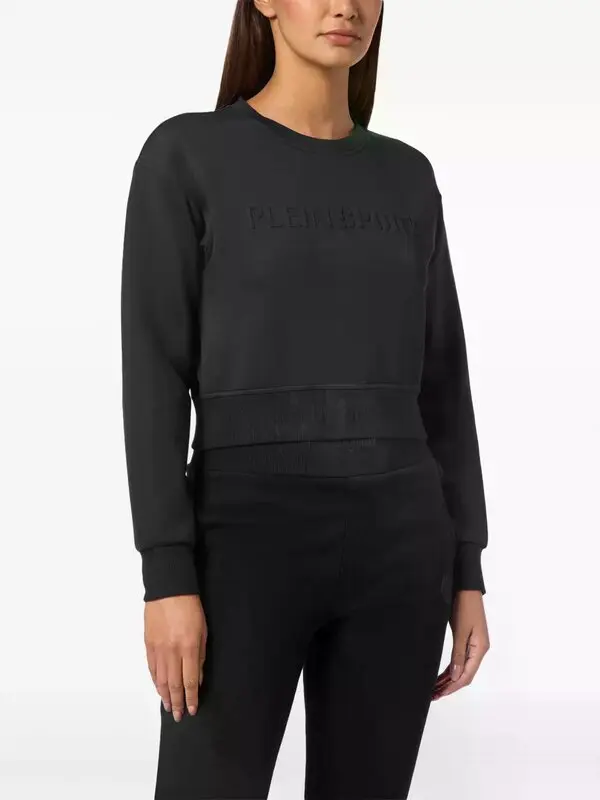 PLEIN SPORT Logo Embroidered Cropped Sweatshirt