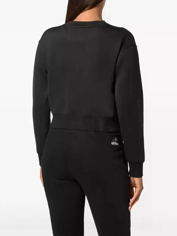 PLEIN SPORT Logo Embroidered Cropped Sweatshirt