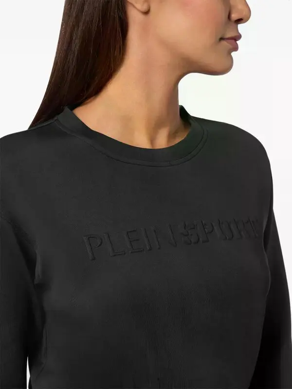 PLEIN SPORT Logo Embroidered Cropped Sweatshirt