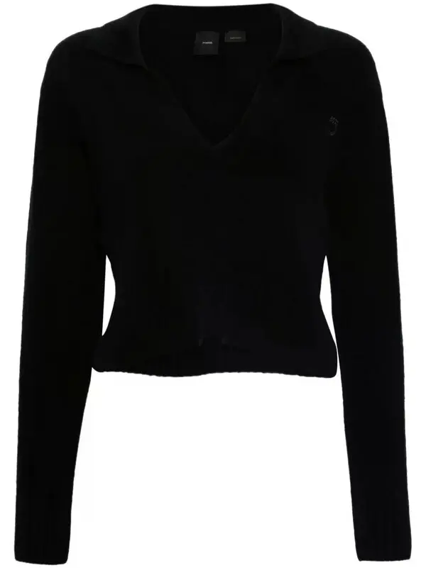 Pinko Love Birds Embroidered Cashmere Blend Sweater