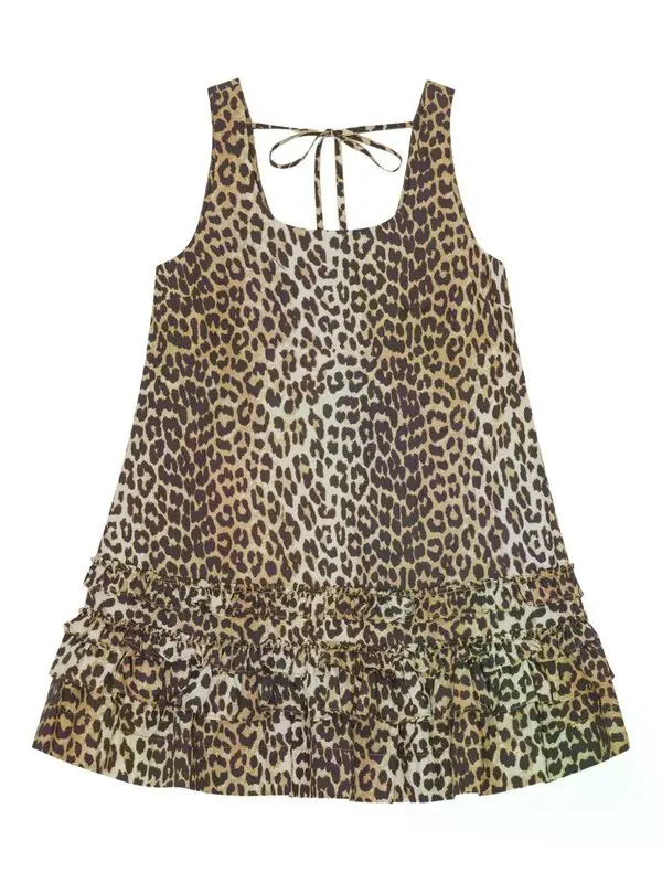 GANNI Leopard-print Dress - Neutrals