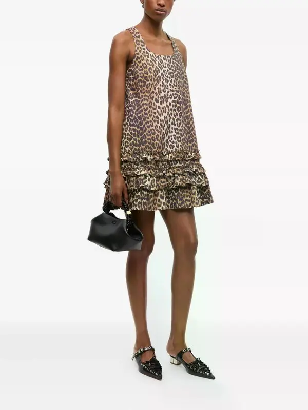 GANNI Leopard-print Dress - Neutrals