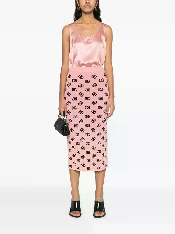 Dolce & Gabbana Satin Top With Logo Plaque - Pink