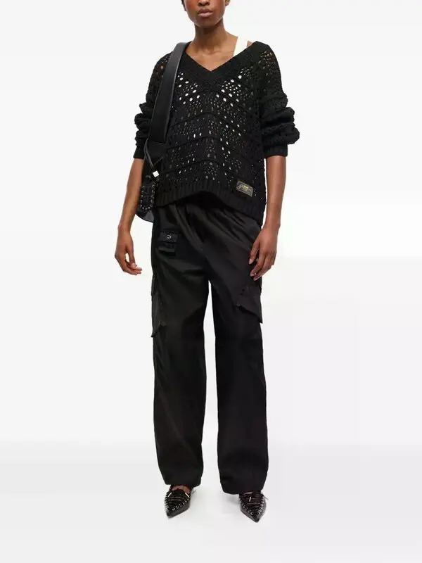 GANNI Open-knit V-neck Sweater