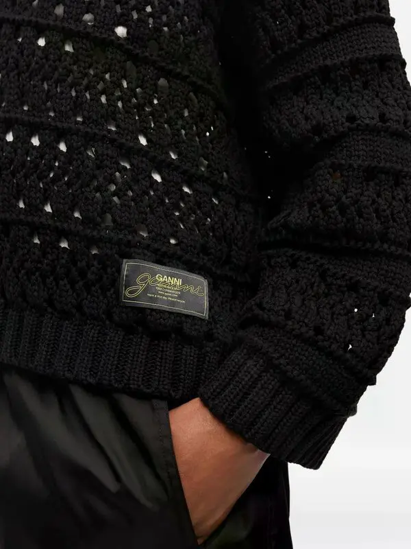 GANNI Open-knit V-neck Sweater