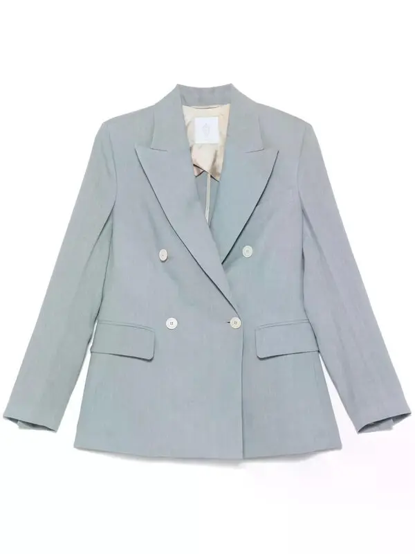 Eleventy Slub-texture Double-breasted Blazer - Grey