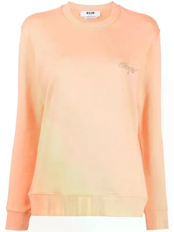 MSGM Logo-embroidered Cotton Sweatshirt - Orange