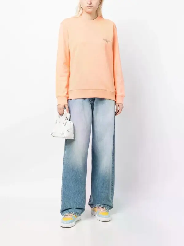 MSGM Logo-embroidered Cotton Sweatshirt - Orange