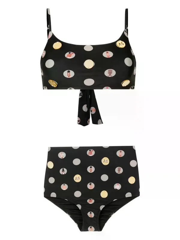 AMIR SLAMA Graphic-print Bikini - Black