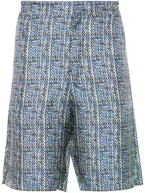 Fendi Ff-print Silk Shorts