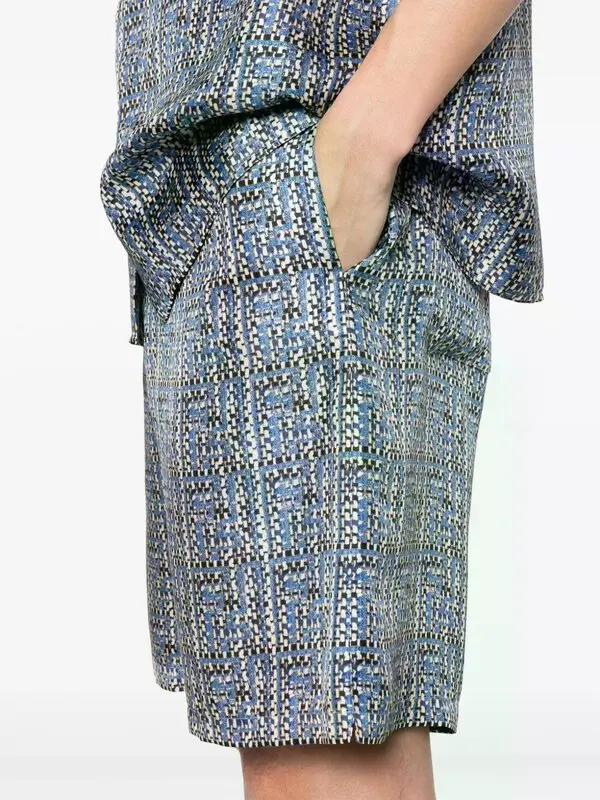 Fendi Ff-print Silk Shorts