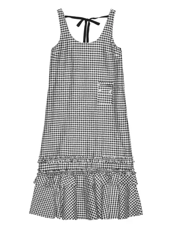 GANNI Gingham-print Dress - Black