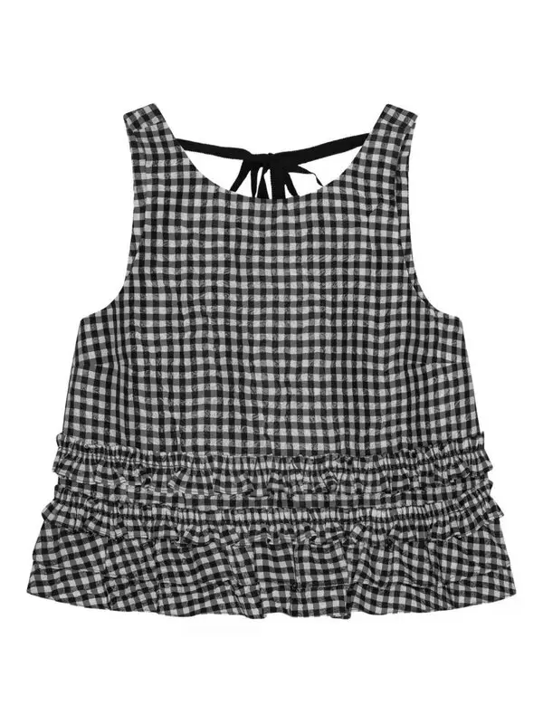 GANNI Check-print Ruffled Top