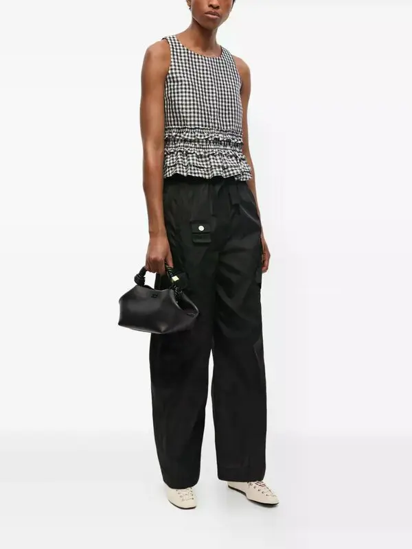 GANNI Check-print Ruffled Top