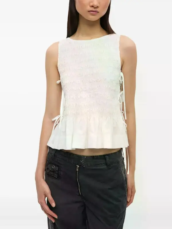 GANNI Chambray Seersucker Top