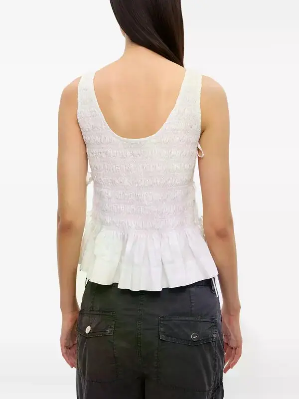 GANNI Chambray Seersucker Top