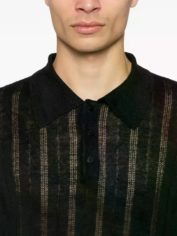 ROBERTO COLLINA Openwork-knit Polo Shirt