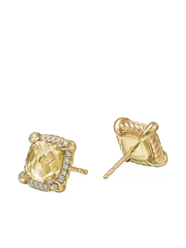 David Yurman 18kt Yellow Chatelaine Citrine And Diamond Stud Earrings - Gold