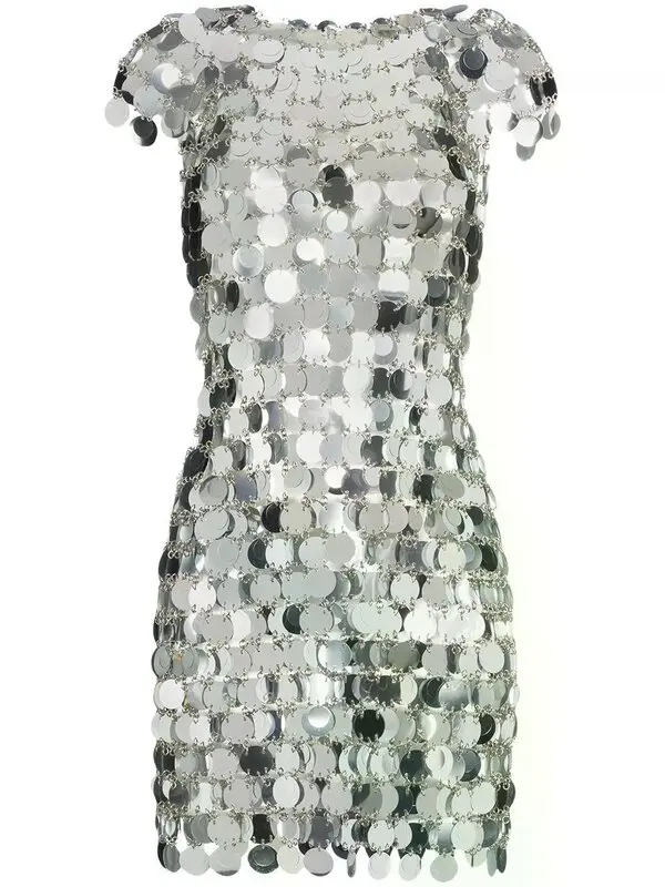 Rabanne Sequin Chain-disc Mini Dress - Metallic