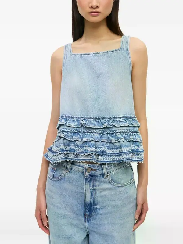 GANNI Ruffled Denim Top