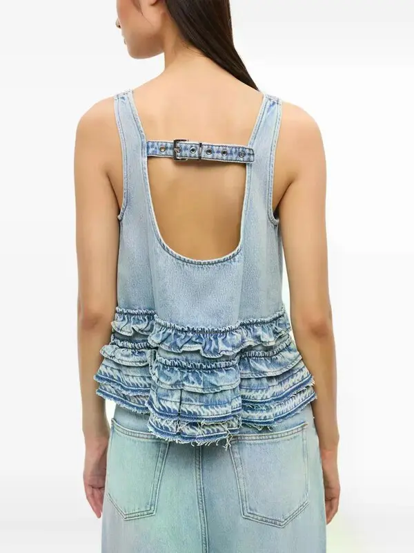 GANNI Ruffled Denim Top