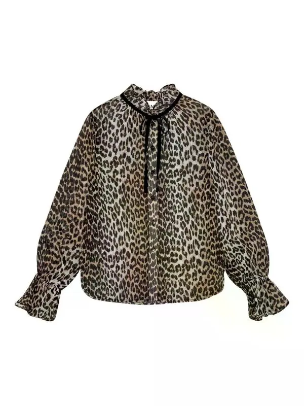 GANNI Leopard-print Blouse