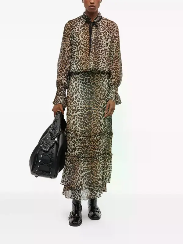 GANNI Leopard-print Blouse