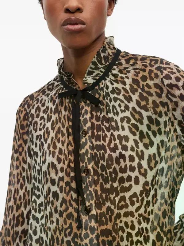 GANNI Leopard-print Blouse