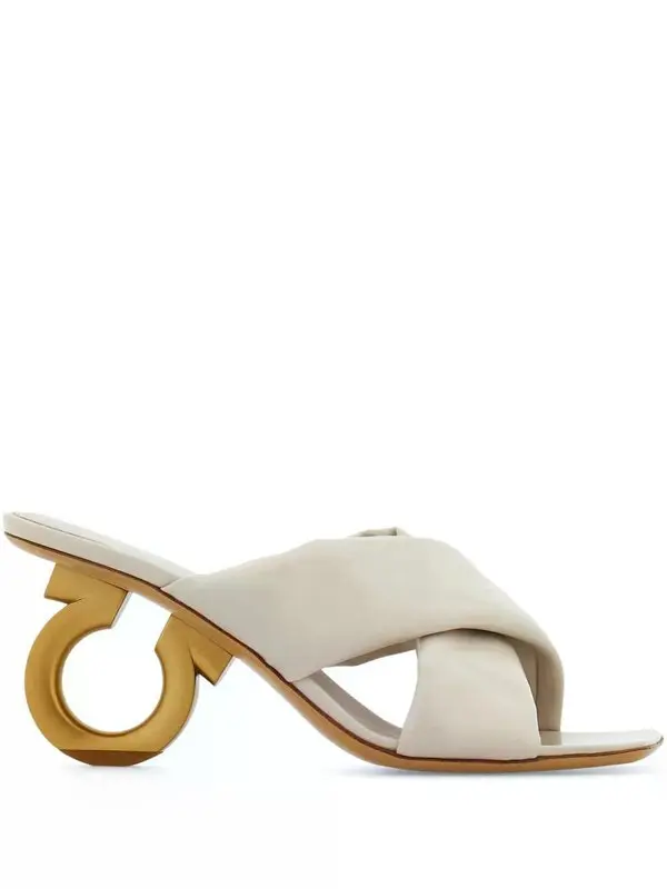 FERRAGAMO Crossover-strap Sculptural Heel Sandals - Neutrals