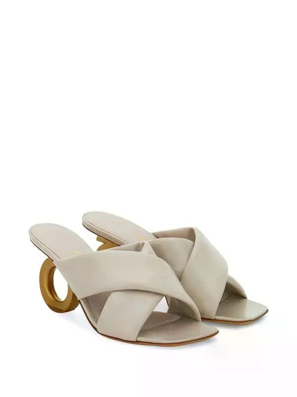 FERRAGAMO Crossover-strap Sculptural Heel Sandals - Neutrals