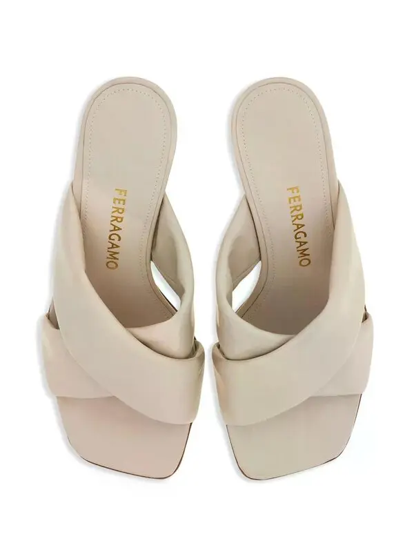 FERRAGAMO Crossover-strap Sculptural Heel Sandals - Neutrals