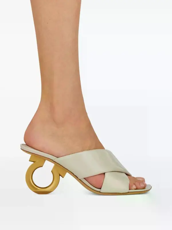 FERRAGAMO Crossover-strap Sculptural Heel Sandals - Neutrals