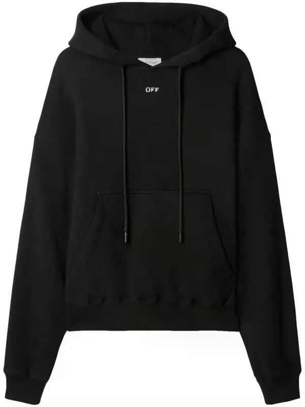 Off-White Off Stamp Cotton Hoodie - Black
