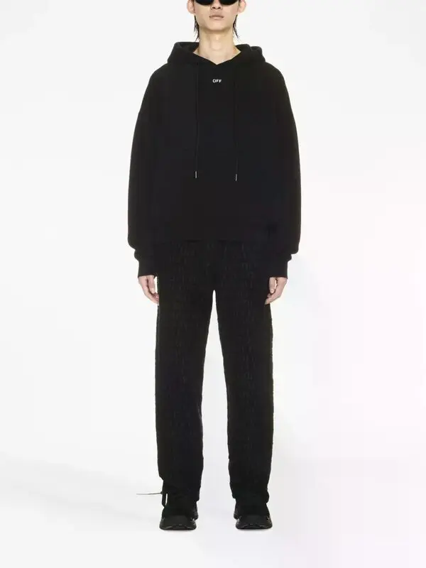 Off-White Off Stamp Cotton Hoodie - Black