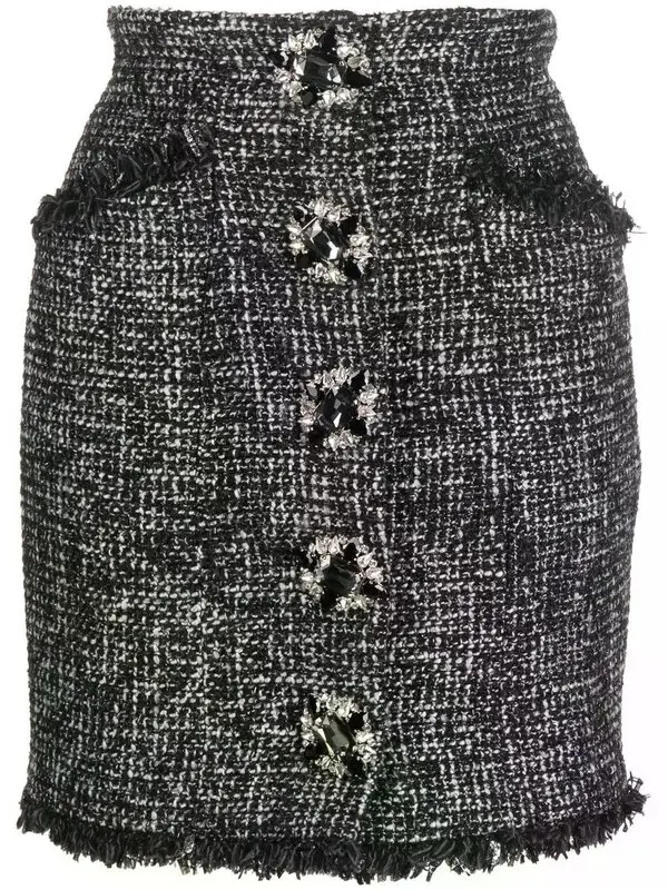 Philipp Plein Button-front Tweed Skirt