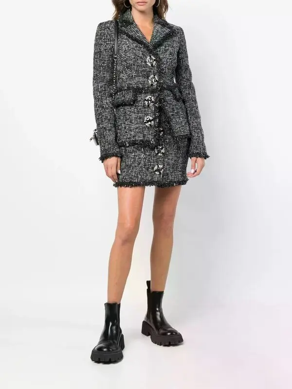 Philipp Plein Button-front Tweed Skirt