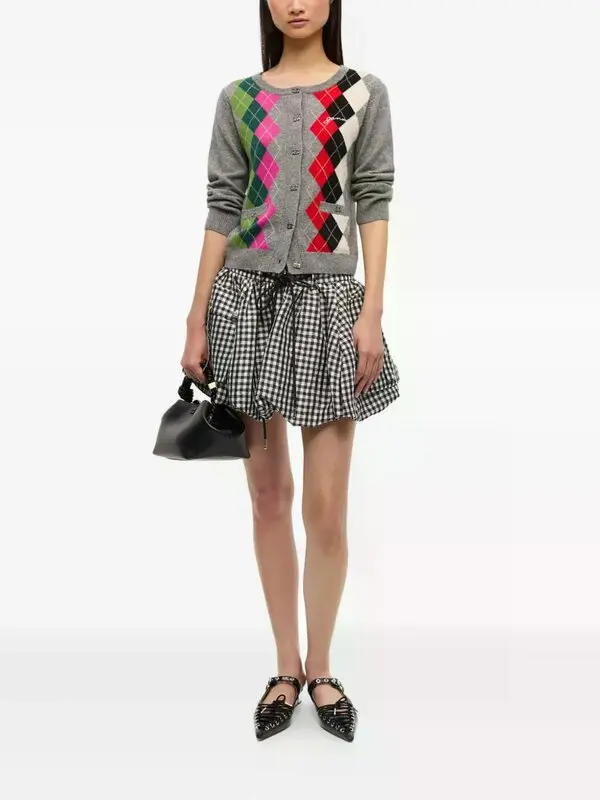 GANNI Argyle-pattern Cardigan - Grey