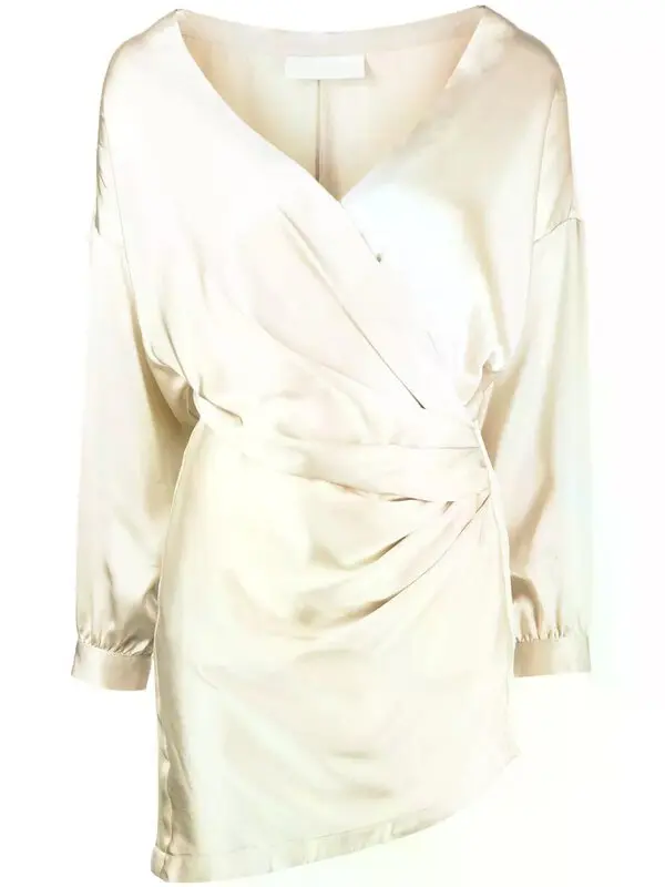 Michelle Mason Draped Mini Dress - Neutrals