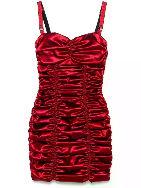Dolce & Gabbana Draped Satin Sweetheart Mini Dress